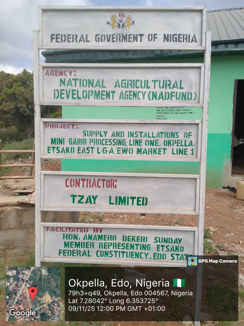 Mini Garri Processing Line Project at Ewo Market, Okpella - Anamero